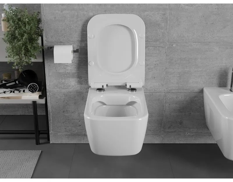 Mexen Margo WC mísa Rimless s pomalu padající deskou slim, duroplast, Bílá - 30420800