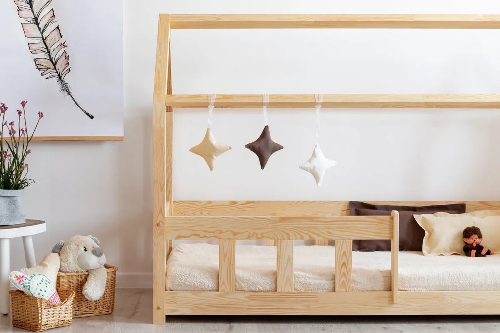 Adeko Dětská postel domeček se zábranou Mila MBP Velikost postele: 180x80 cm Barva: dekor přírodní dřevo přírodní
