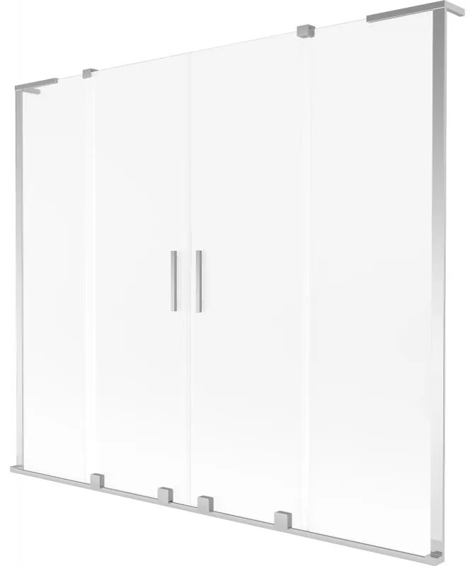 Mexen Velar L Duo, 2-křídlová posuvná vanová zástěna 200 x 150 cm, 8mm sklo námraza, chromová, 896-200-003-32-01