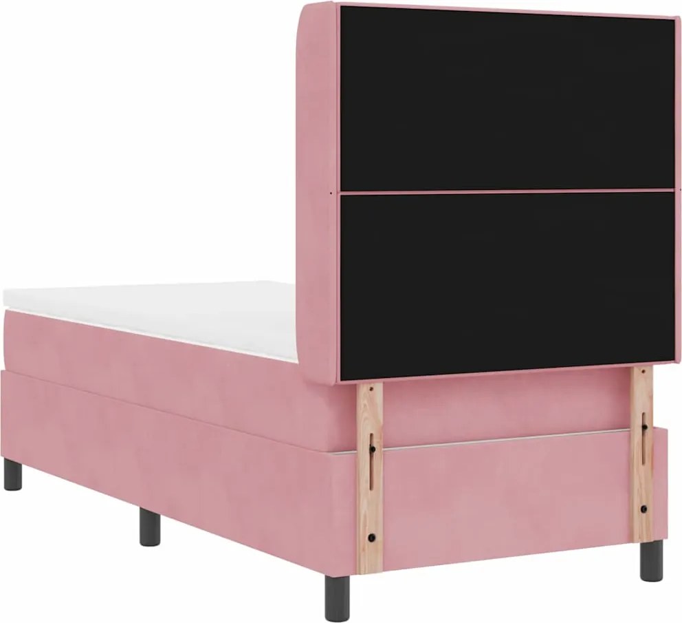Postel s boxspringem s čelo Růžová 80 x 200 cm samet 3341983