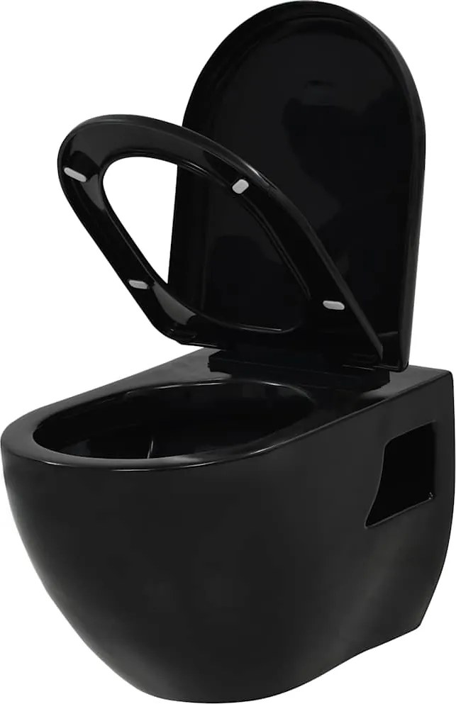Závěsná toaleta s podomítkovou nádržkou keramická černá 275792