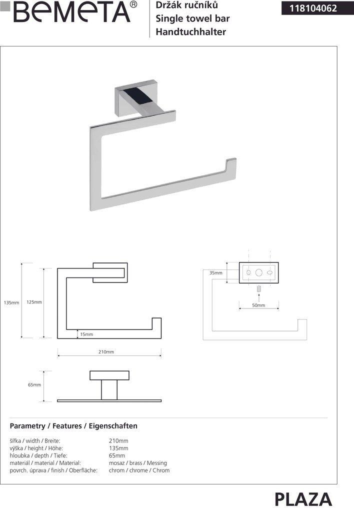 Bemeta Design PLAZA: Držák ručníků, kruhový -