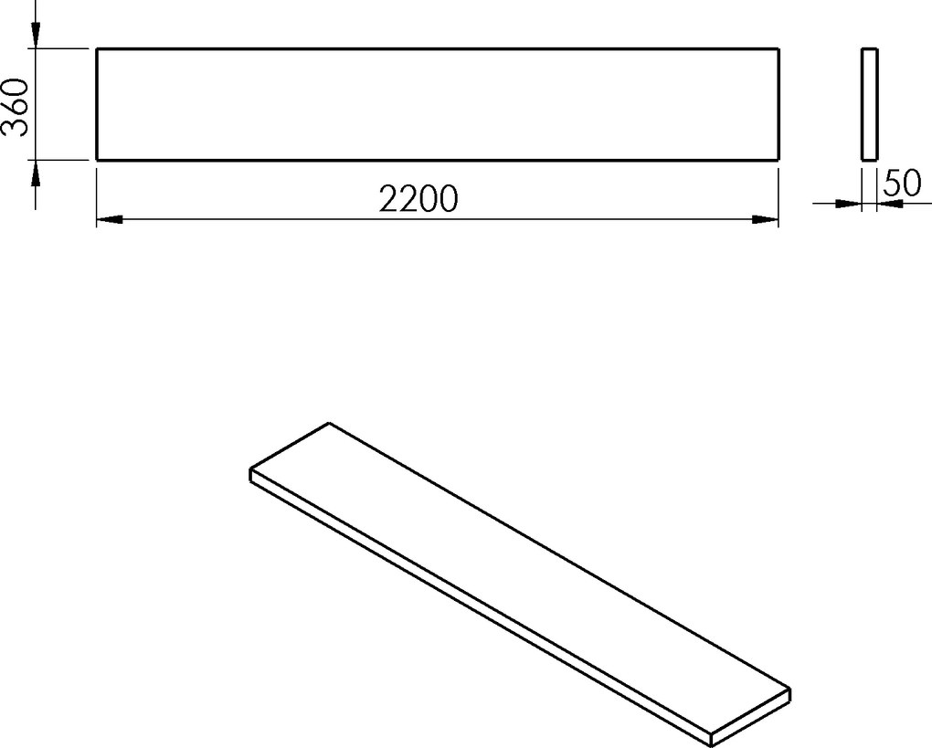 Sapho AVICE deska 220 x 36 cm dub Rover AV2264