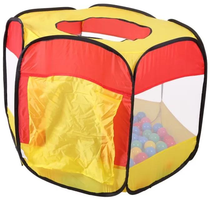IPLAY Dětský hrací stan s míčky 100 ks - červeno-žlutý, 8600B