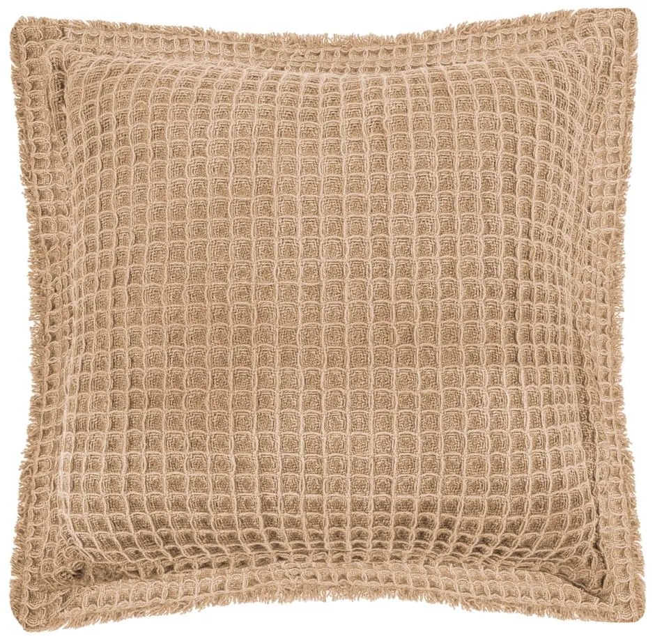 Béžový bavlněný dekorativní polštář Tiseco Home Studio Waffle, 45 x 45 cm