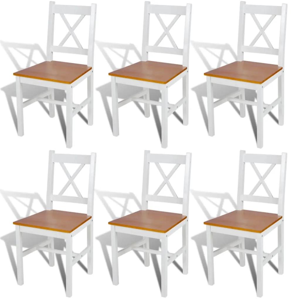 271497 vidaXL Jídelní židle 6 ks bílé borové dřevo
