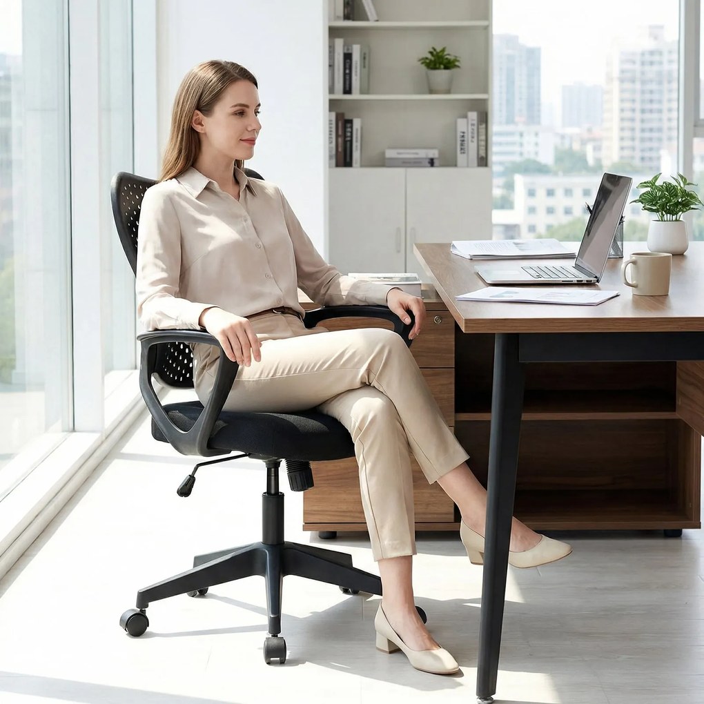Costway Ergonomická kancelářská židle s prodyšným síťovaným opěradlem, otočná