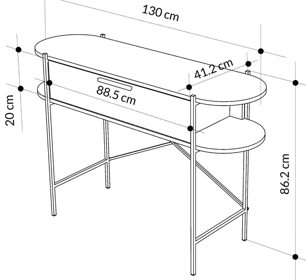 Industriální konzolový stolek LUNA, světlá moka / bílá