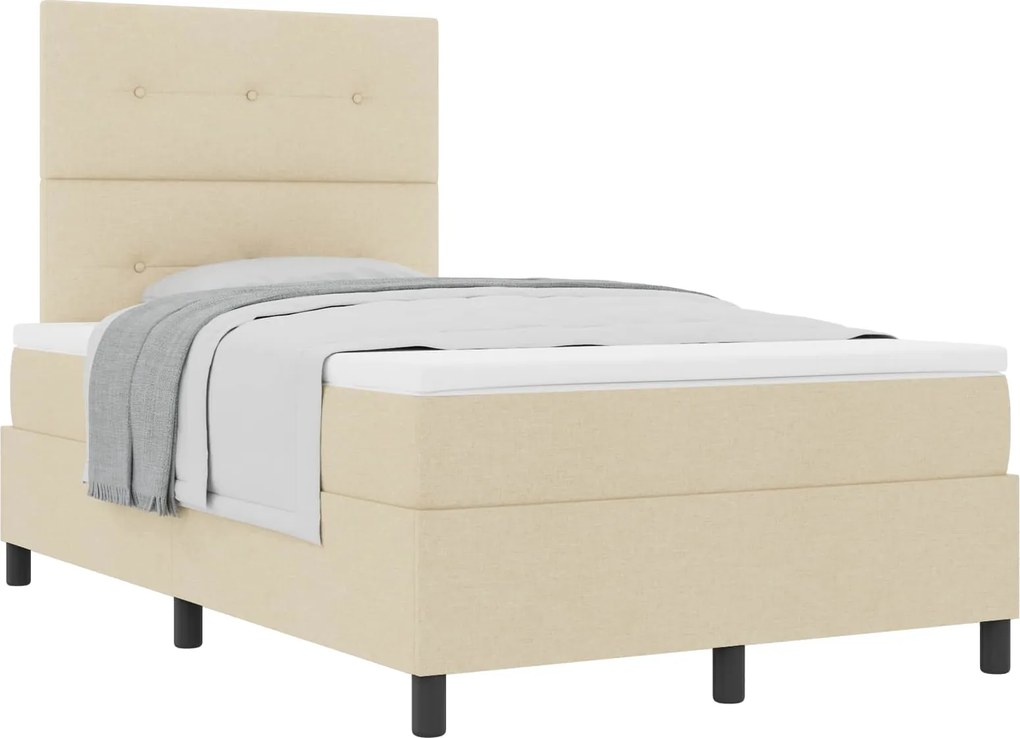 Postel s boxspringem s čelo Krémová 120 x 190 cm textil 3339376