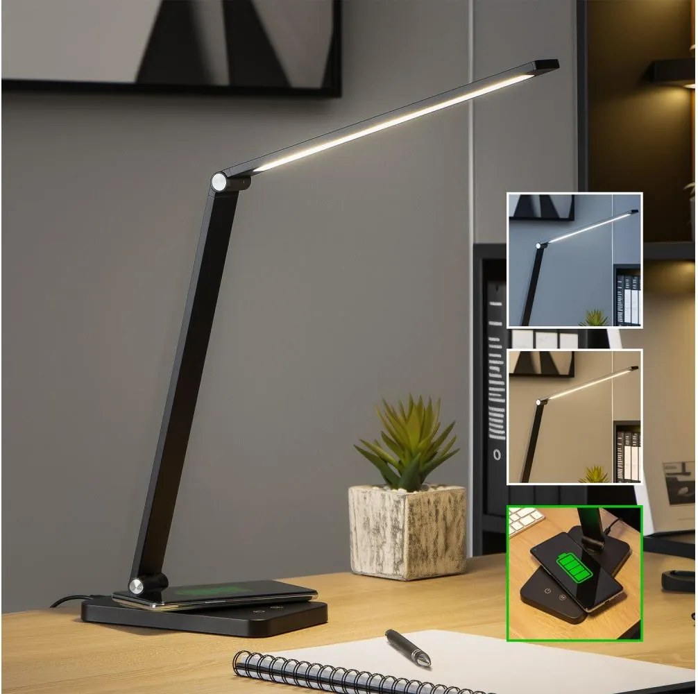 Brilagi -LED Stm dotyk stol lampa s bezdr nab QI LED/7W/5V 3000/4000/6000K černá