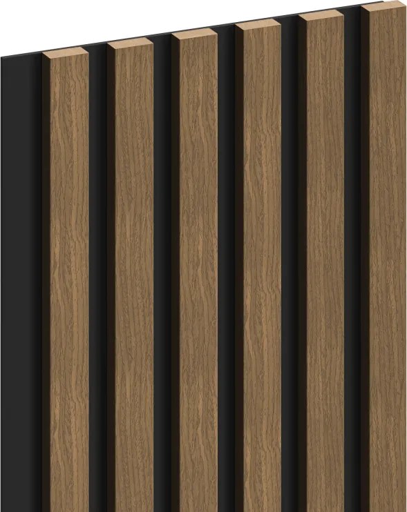 Mexen Lam-B, akustické stěnové lamely 275 × 30 cm, HDF deska 4 mm, technická dýha, ořech přírodní, S100-275307-3015-016