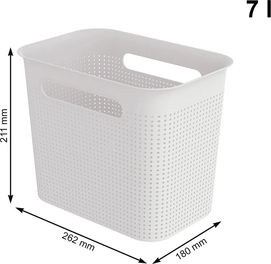 Rotho Úložný box s víkem a s madly BRISEN 7l, 26x18x21cm, bílý