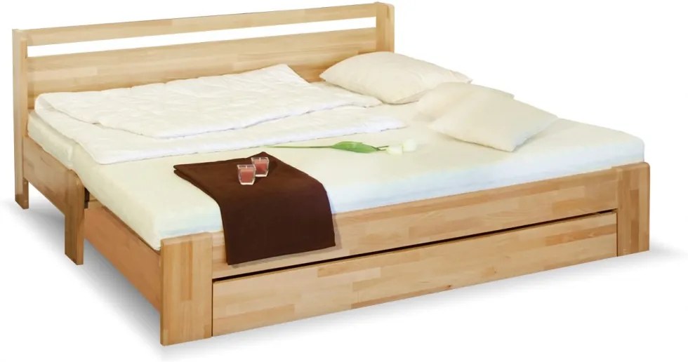 Rozkládací postel s úložným prostorem DUO, 90x200, buk VYKONA