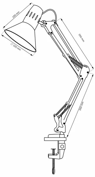 Stolní lampa s klipem WORKER 1xE27/10W/230V bílá