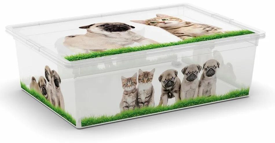 KIS Plastový úložný box C-Box Puppy & Kitten L s kolečky 27 L
