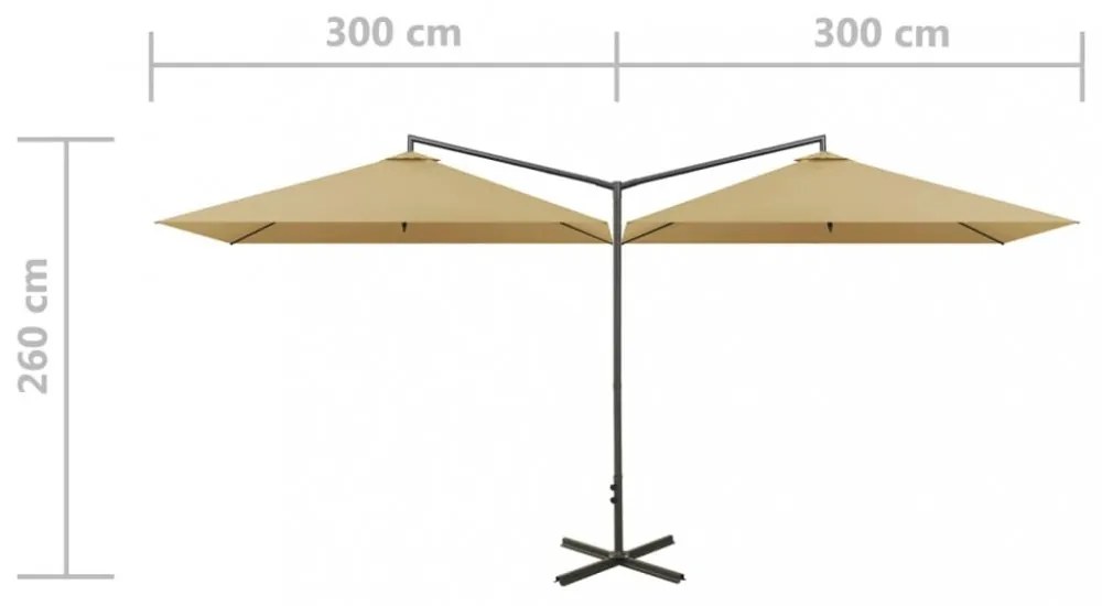 Dvojitý slunečník 600 x 300 cm Dekorhome Vínová