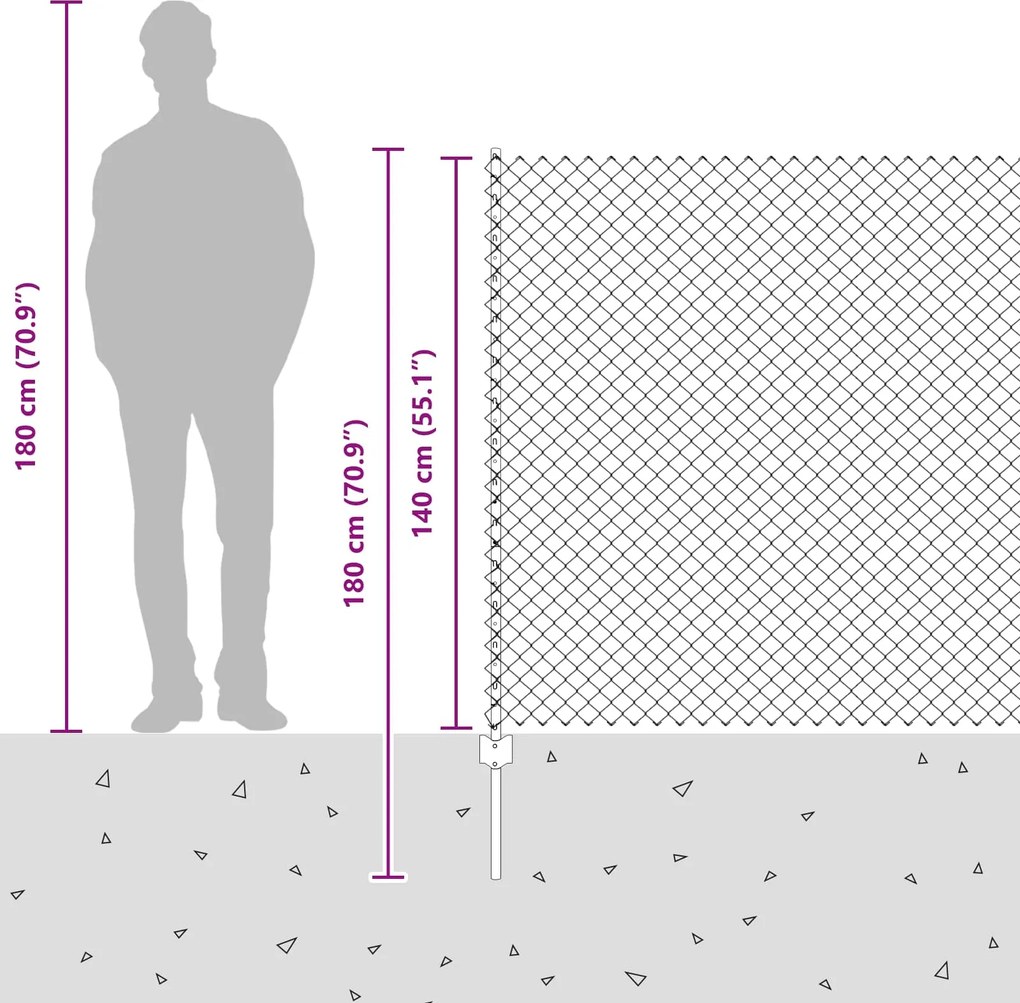 Plot s řetězovým odkazem a sloupkem 10 x 1,4 m Zelená Síťovina 3336234