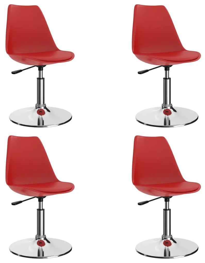 324210 vidaXL Otočné jídelní židle 4 ks červené umělá kůže