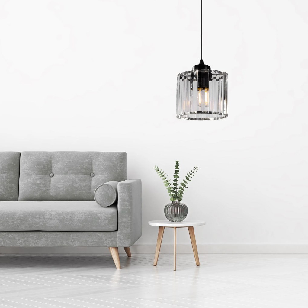 Toolight, křišťálová závěsná lampa E27 60W APP511-1CP, černá, OSW-08551