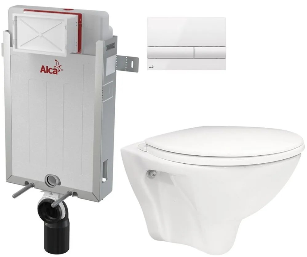 AKCE/SET/ALCAPLAST - SET Renovmodul - předstěnový instalační systém + tlačítko M1710 + WC CERSANIT ARES + SEDÁTKO AM115/1000 M1710 AR1