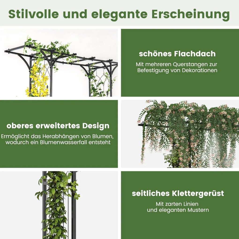 Costway Rose Arch kovový zahradní oblouk pro popínavé rostliny Arch Garden