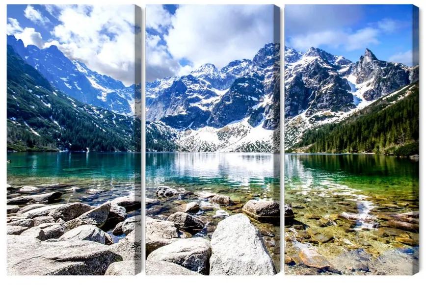 Vícedílný obraz Jezero Morskie Oko 3D Nedostatek Nedostatek Přírodní plátno 180x120