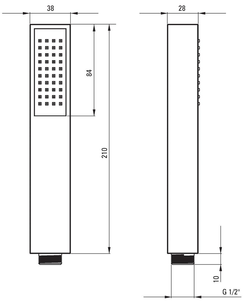 Deante Square, hranatá ruční sprchová hlavice 1-funkční, bílá, XDCA5SEN1