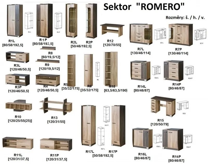 Dolmar Policová skříň ROMERO R17 L