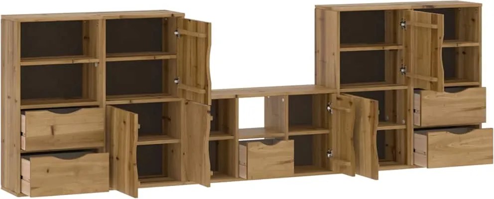 5 kusů TV skříněk s úložným prostorem "ODDA" Borovicový masiv 3365382