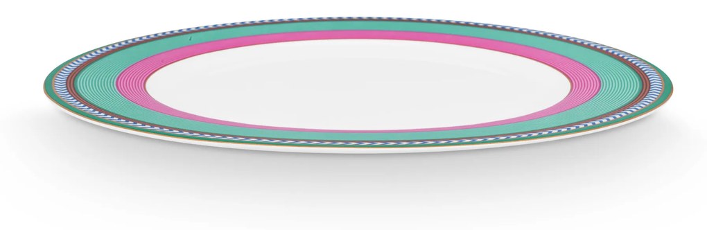 Pip Studio Pip Chique Stripes talíř ∅28cm, růžovo-zelený (Porcelánový talíř Ø 28cm)