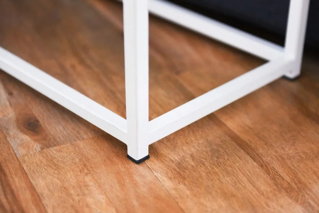 Moderní květináč/box na nožkách STYLE, ocel, šířka 60 cm, bílý mat