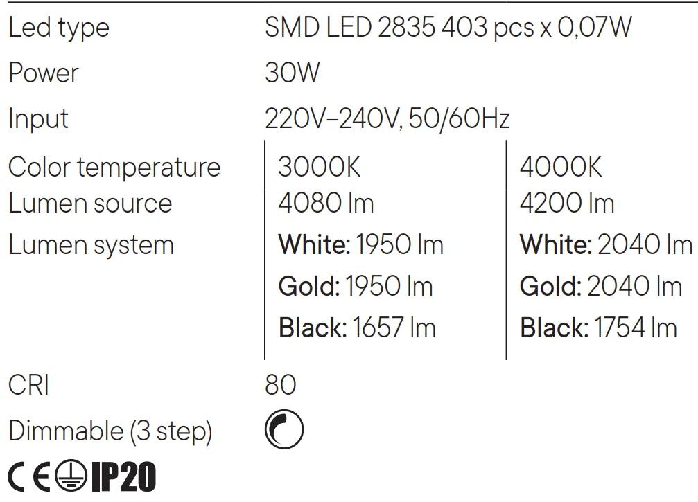 Černé nástěnné - stropní světlo Redo FEBE 01-2855/ LED 30W/3000K-4000K