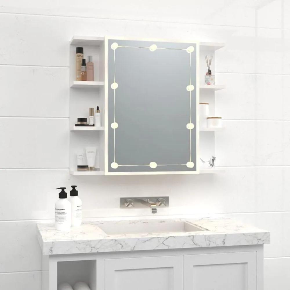 Petromila Zrcadlová skříňka s LED bílá s vysokým leskem 70 x 16,5 x 60 cm
