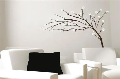 Samolepky na zeď - strom s bílými květy