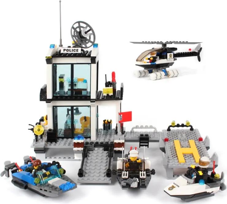 Blocki stavebnice velká Policejní stanice - říční policie typ LEGO 536 dílů
