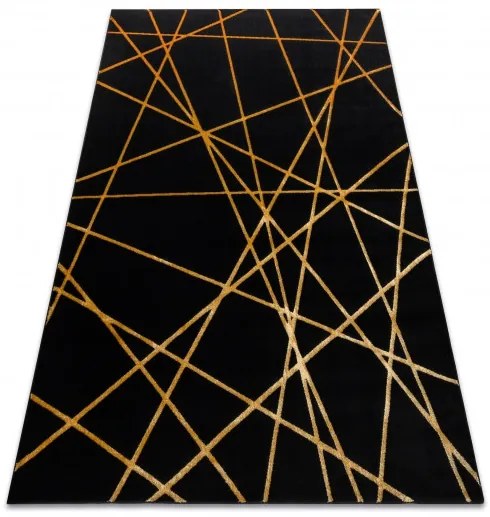 Dywany Łuszczów, Kusový koberec Gloss 406C 86 geometric black/gold, 80x150, černá, chodba / předsíň