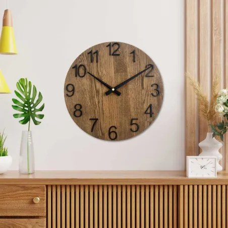 Minimalistické nástěnné hodiny z dubového dřeva I SENTOP MAS016-OSMO-3073-heads-black