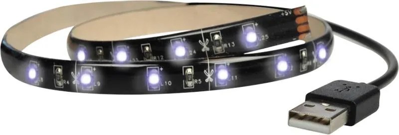 Solight LED pásek pro TV, 100cm, USB, studená bílá, černý Solight SOLSTRIP WM501
