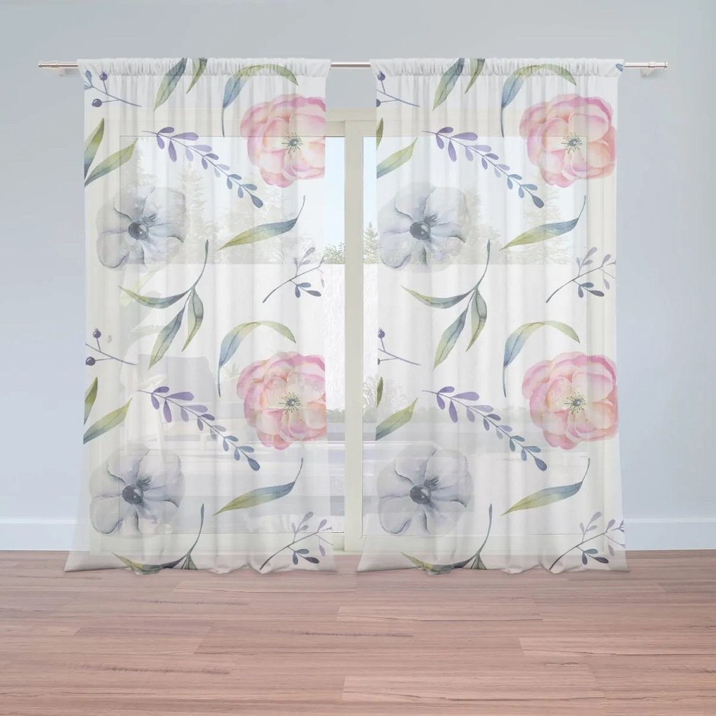 Sablio Záclony Letní květy: 2ks 150x250cm