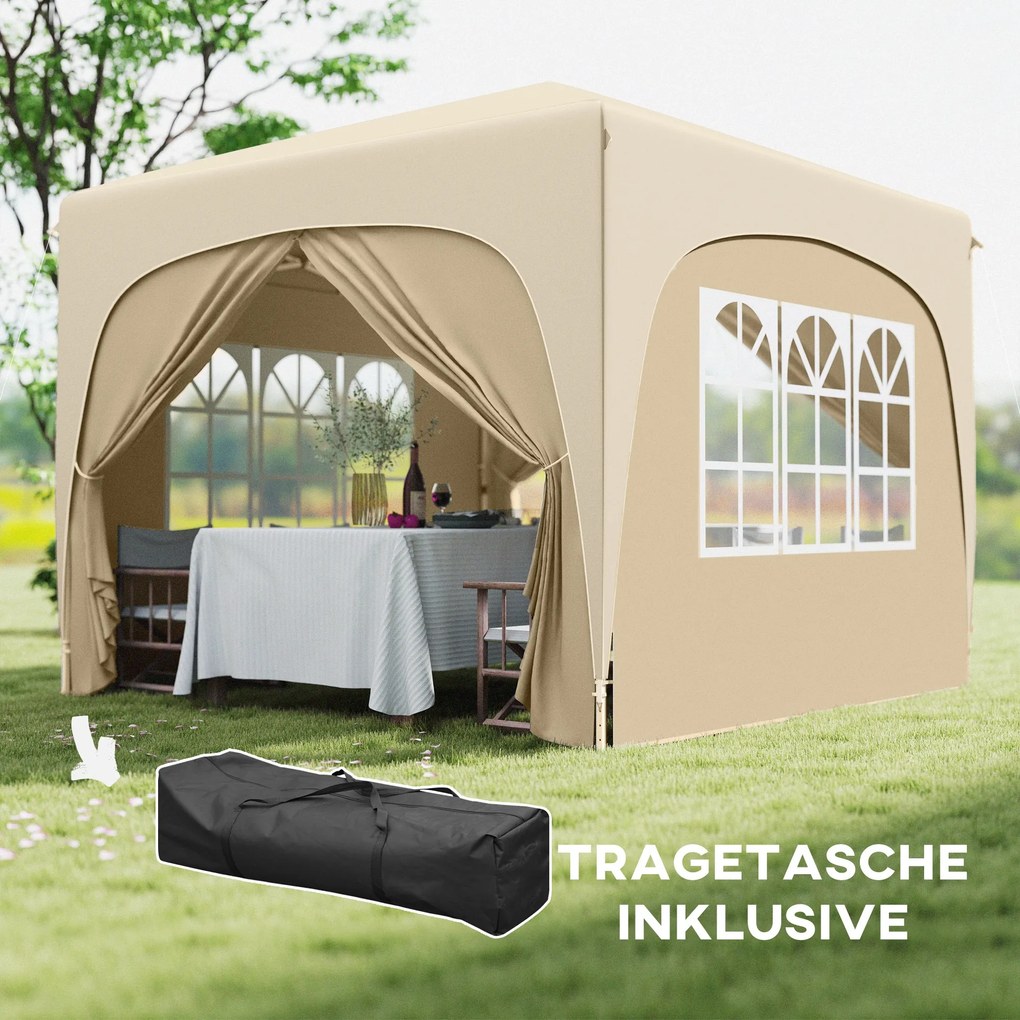 Outsunny altán 3x3m, vodoodpudivý stabilní zimní pop-up skládací altán, UV ochrana 50+, skládací párty stan zahradní stan se 4 bočními panely taška z…