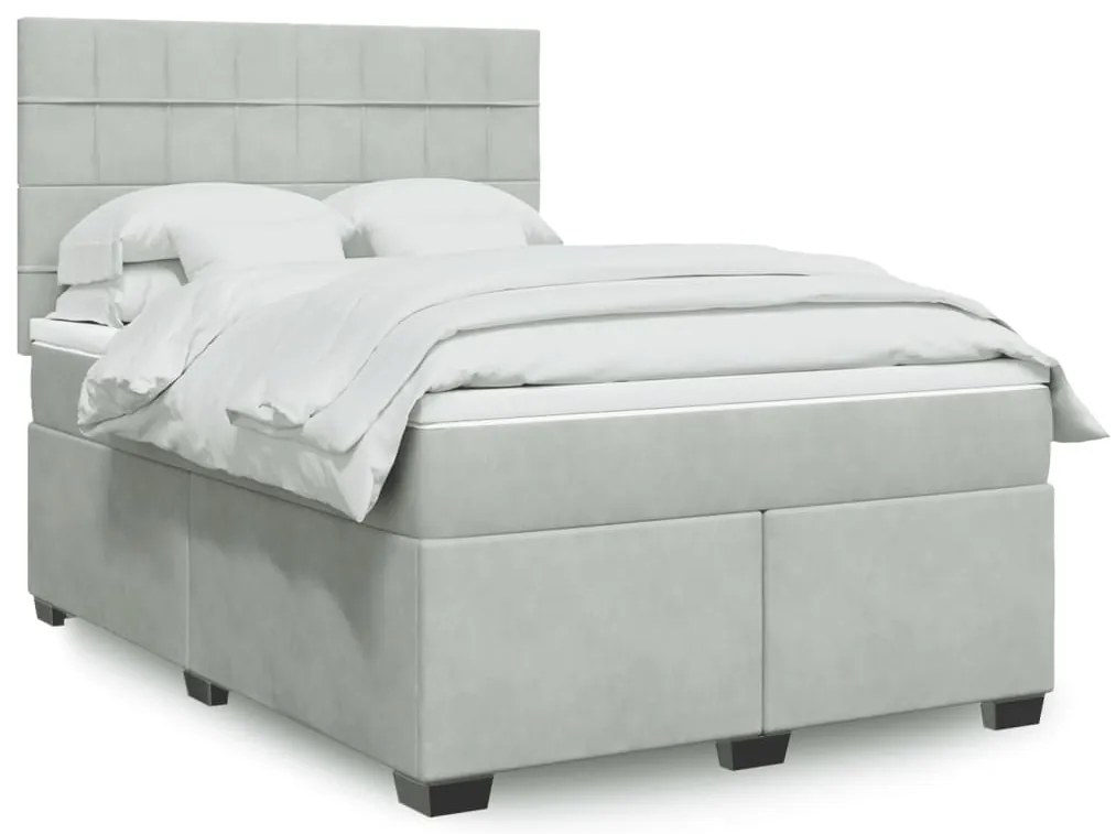 Box spring postel s matrací světle šedá 140x200 cm samet 3293230