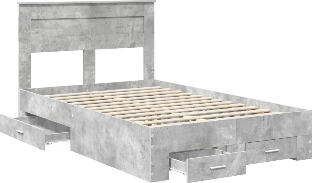 Rám postele s čelo Betonově šedá 120 x 190 cm Kompozitní dřevo 3410006