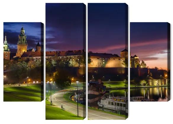 Vícedílný obraz Královský Hrad Wawel Při Východu Slunce Nedostatek Nedostatek Plátno Canvas 200x150
