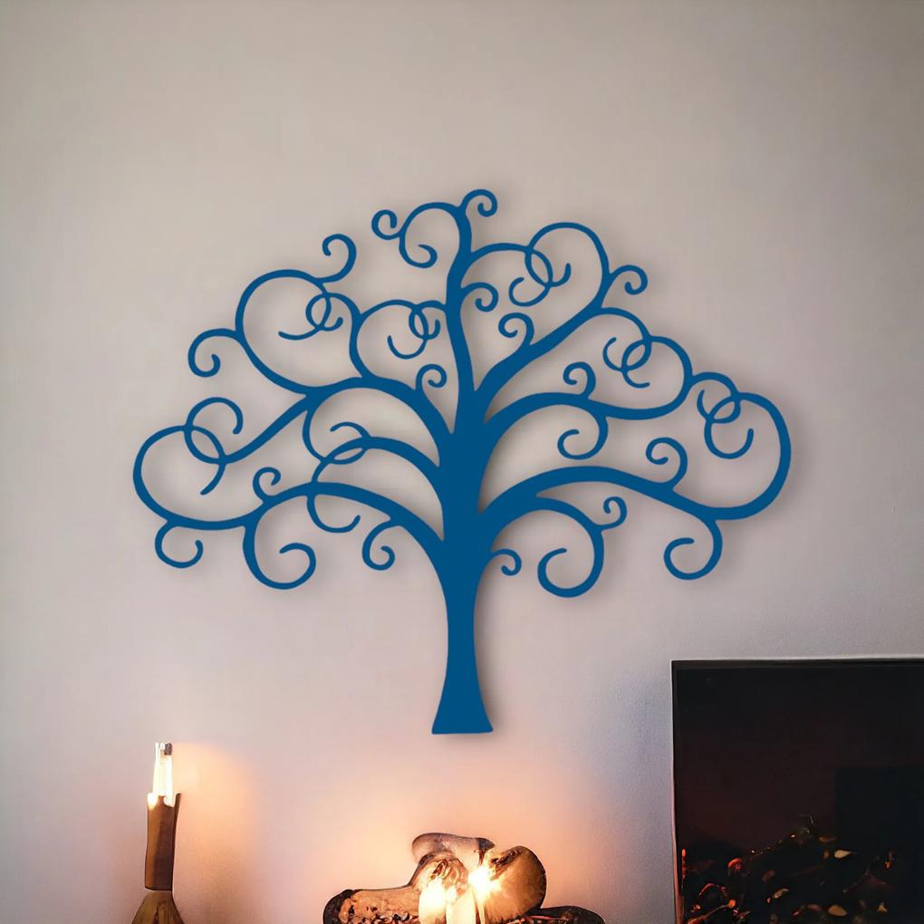 Strom života 4 - kovový obraz na zeď Velikost: 100cm, Barva: Blue