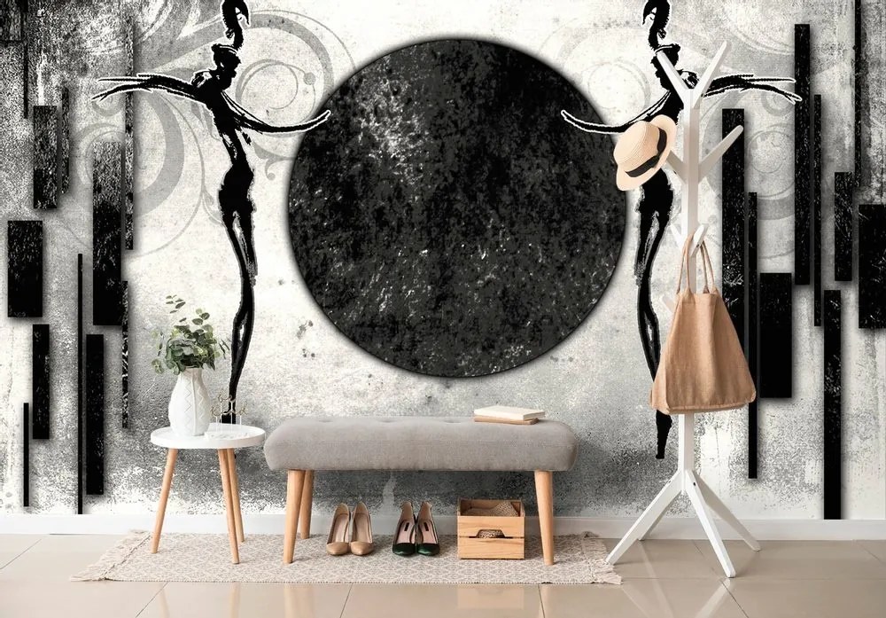 Samolepící tapeta africký tanec v černobílém - 150x100 cm