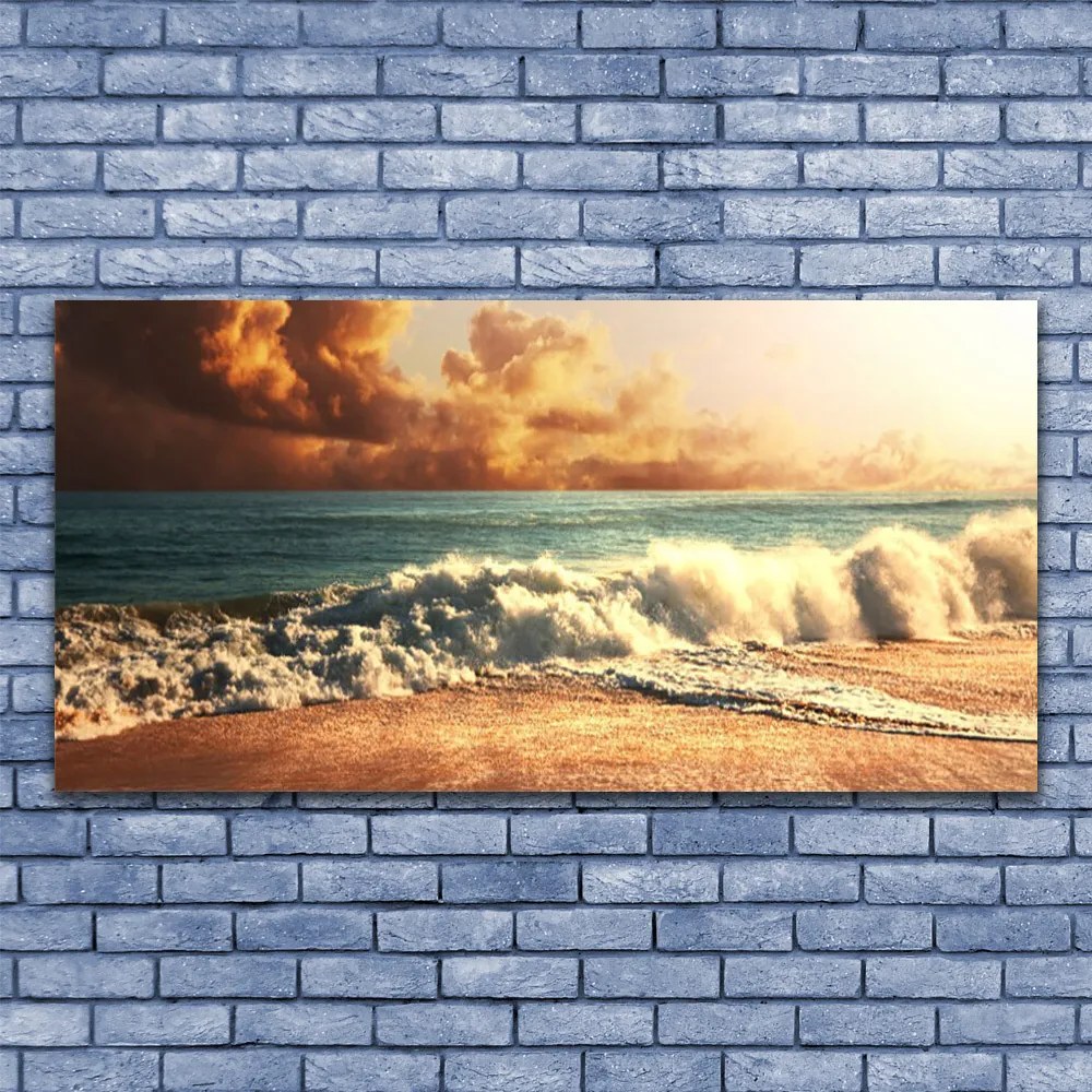 akrylový obraz Oceán Pláž Vlny Krajina 120x60 cm