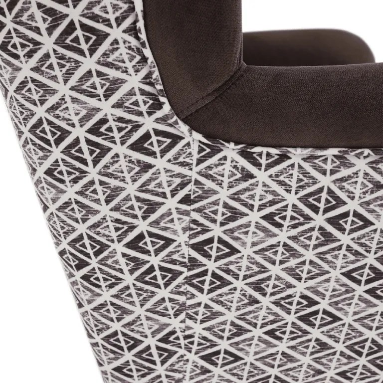 designové křeslo, ušák, Velvet látka hnědá / vzor Terra, Tempo Kondela BELEK