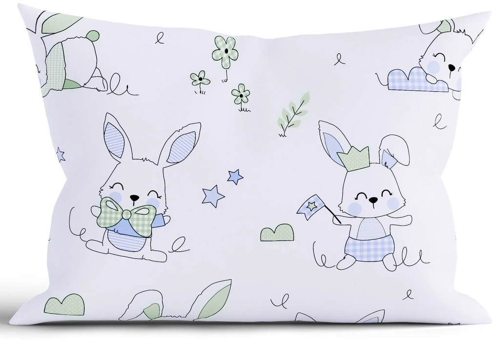 MK Lůžkoviny Bavlněný povlak na polštář Renforcé 50 x 70 cm - Králíčci modré