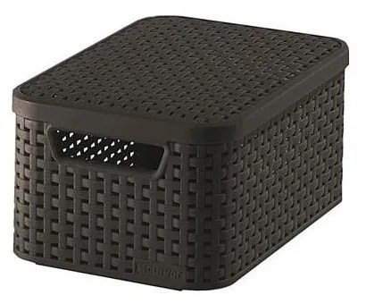Tmavě hnědý plastový úložný box s víkem 20x29x14 cm Style – Curver