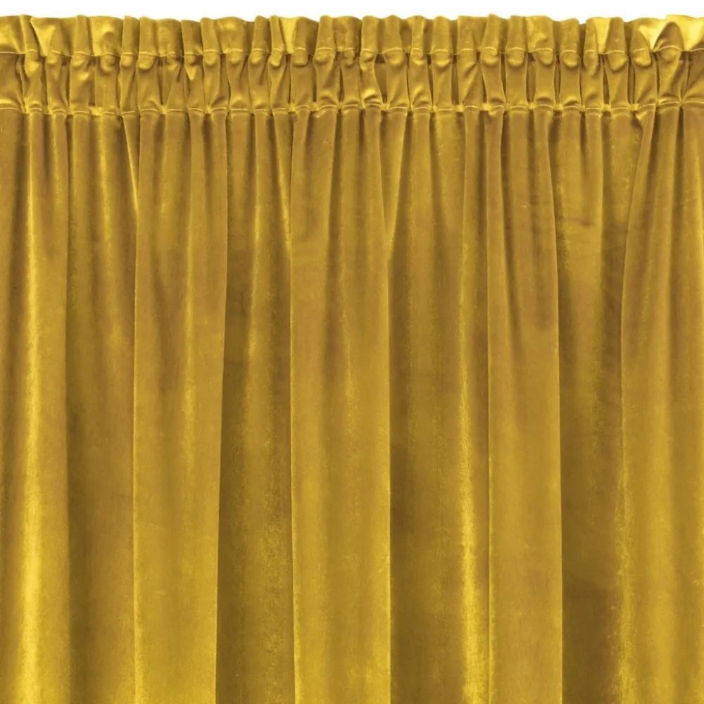 Zářivé žluté sametové závěsy s řasící páskou Délka: 270 cm